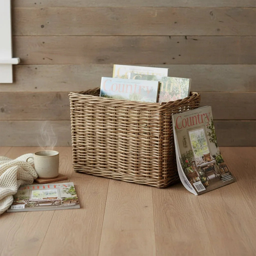 Antique Wicker Magazine Rack – Countryside Charm – The Timeless Trading Co.