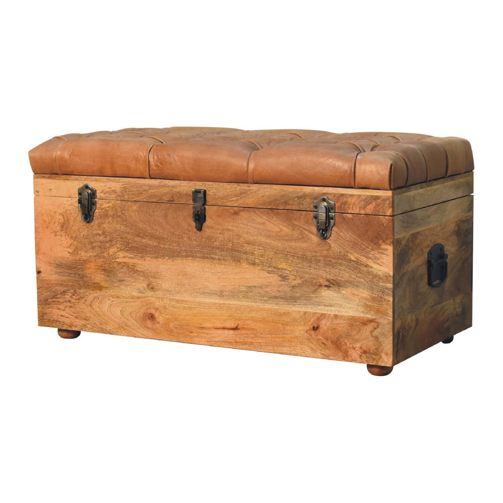 Buffalo Hide Oak-ish Trunk – Mango Wood Window Seat with Storage – The ...